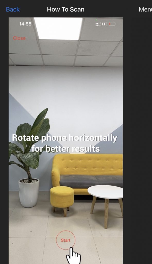 Scanning with “Scan Home” app - Home3ds